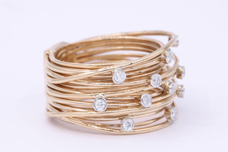 Diamond Multi Wire Ring 18 Karat Rose Gold at 1stDibs