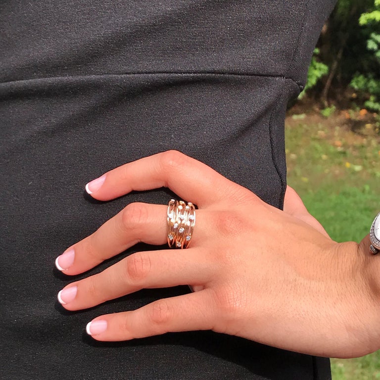 Diamond Multi Wire Ring 18 Karat Rose Gold at 1stDibs