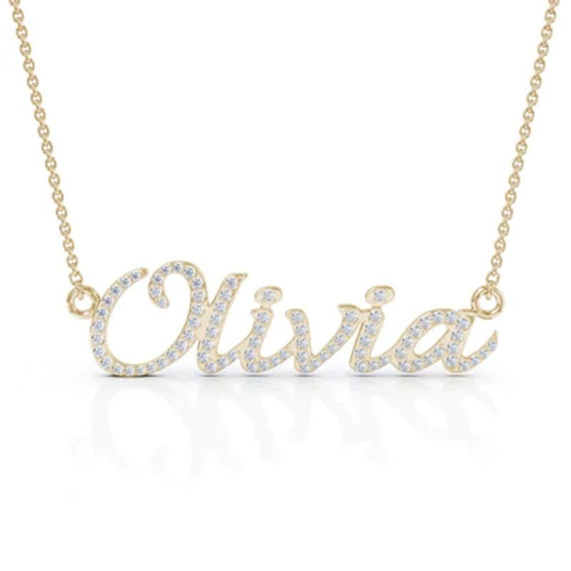 18k Gold Diamond Letter Name Necklace For Sale at 1stDibs