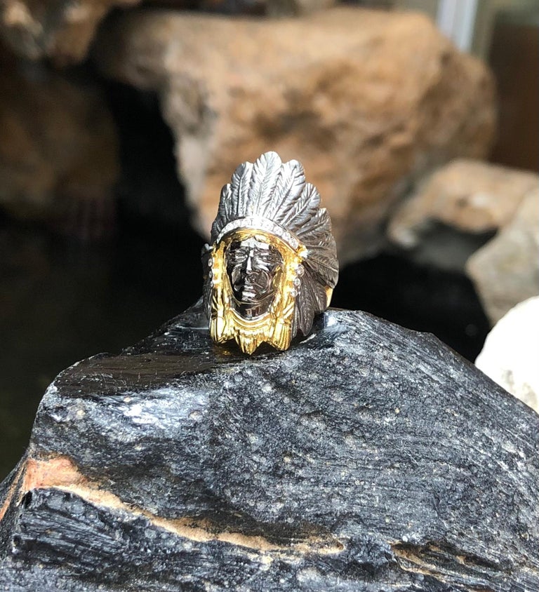 Diamond Native American Ring Set in 18 Karat Gold Settings For Sale at ...