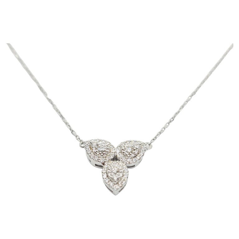 Diamond Necklace 750 Whitegold Pave Setting 0.32Ct For Sale at 1stDibs