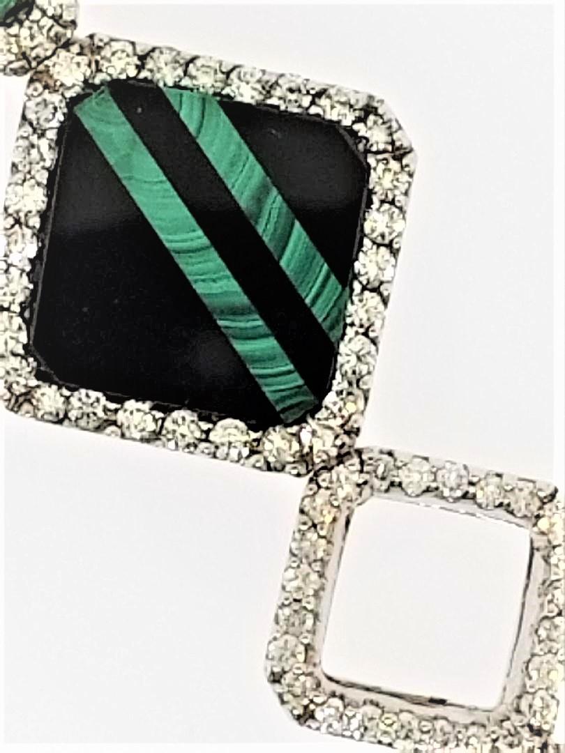 Diamond Necklace ‘9.22 Carat’ with Black Onyx and Malachite Inlay For ...