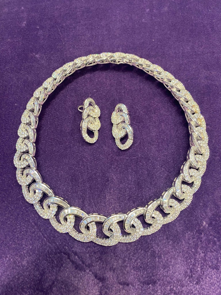 Diamond Necklace and Earrings Set For Sale at 1stDibs