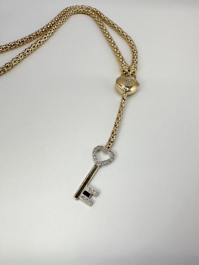 Diamond Necklace Heart Locket Pendant Necklace Long For Sale at 1stDibs