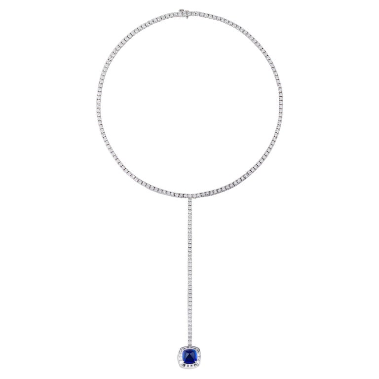 Diamond Necklace with Detachable Diamond and Tanzanite Lariat For Sale ...