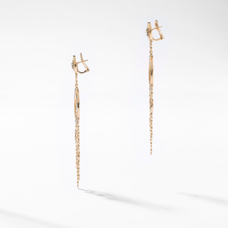 Diamond on Gold Ear Pendant Earrings For Sale at 1stDibs
