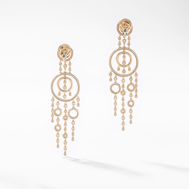 Diamond on Gold Ear Pendant Earrings For Sale at 1stDibs
