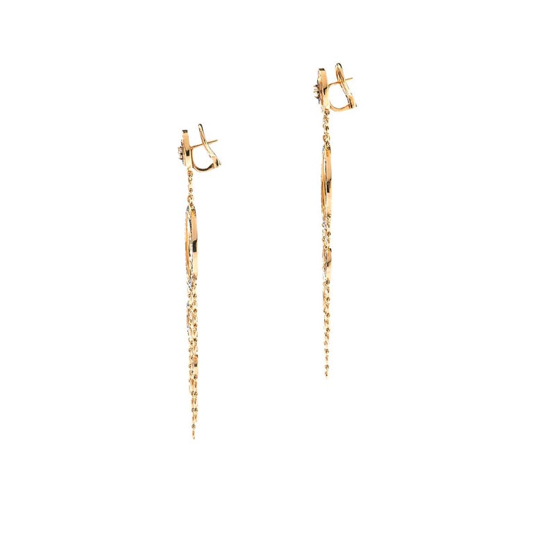 Diamond on Gold Ear Pendant Earrings For Sale at 1stDibs