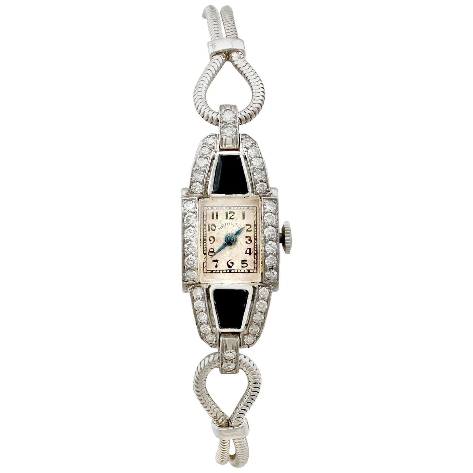 Hamilton Rare Platinum Art Deco Tank Style Watch, circa 1940s For Sale ...