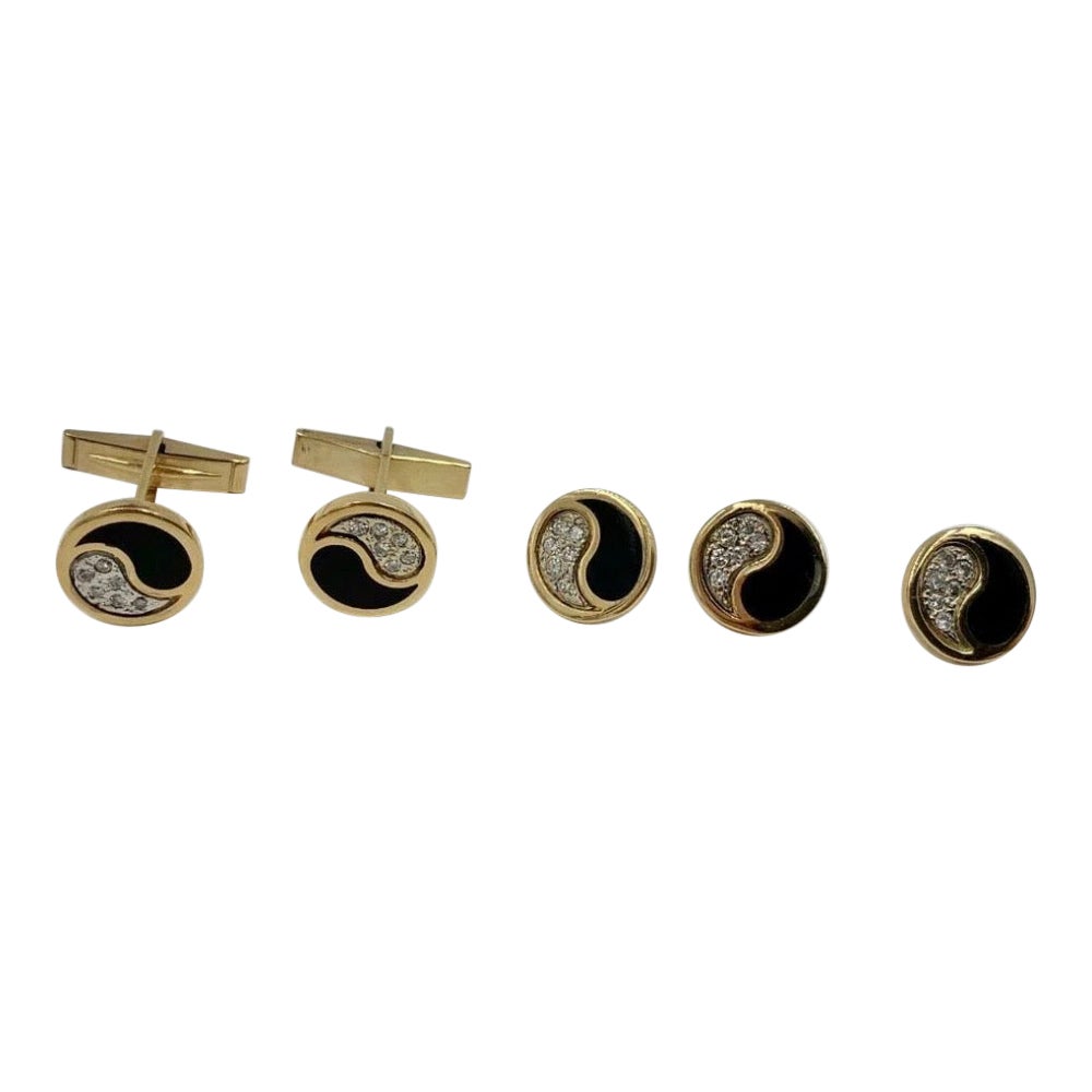 Diamond Onyx Yin Yang Cufflink Stud Arthur Mitchell Ballet Dance ...