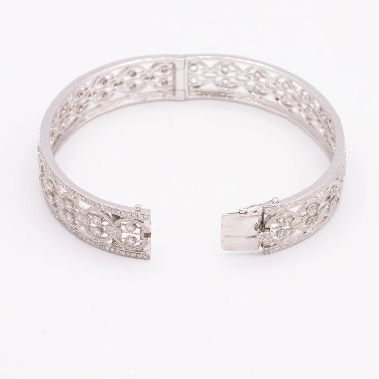 Diamond Open Filigree Gold Bangle Bracelet_Original Retail $10, 795 For ...