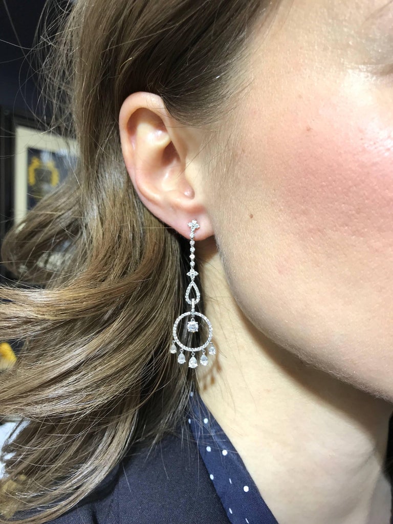 Diamond Open Work Chandelier Earrings For Sale at 1stDibs