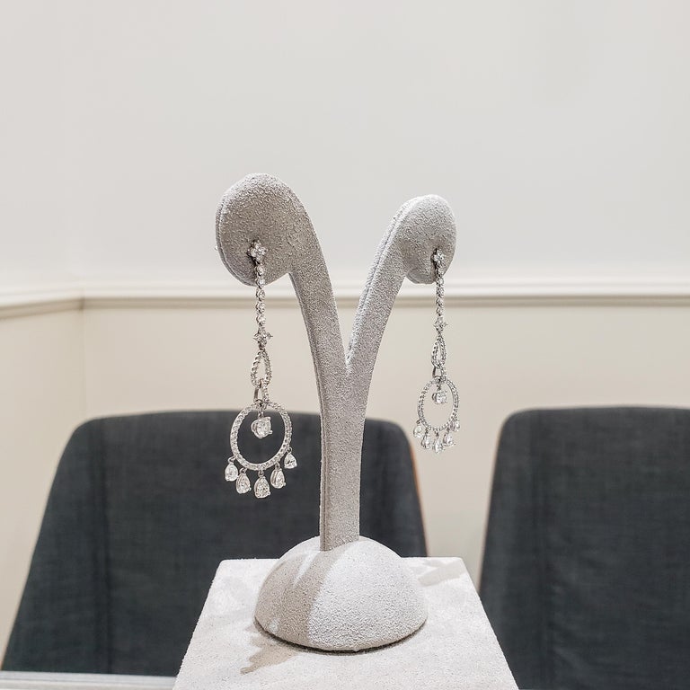 Diamond Open Work Chandelier Earrings For Sale at 1stDibs