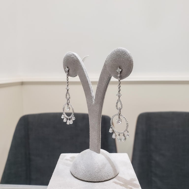Diamond Open Work Chandelier Earrings For Sale at 1stDibs