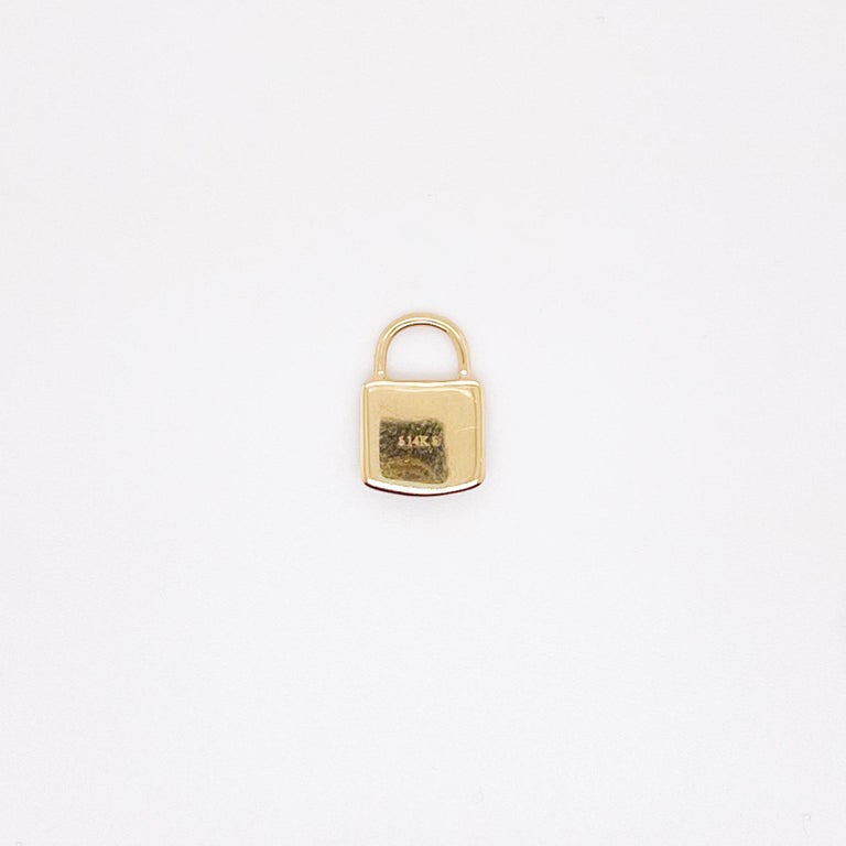 Diamond Padlock Charm Pendant, Yellow Gold, White Enamel For Sale at ...