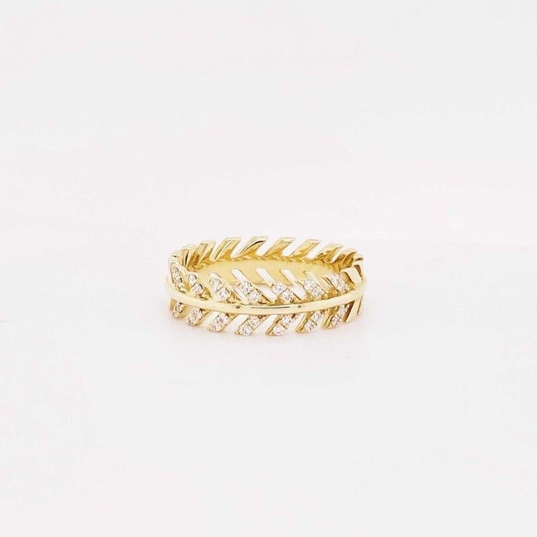 Customizable Diamond Palm Leaf Band 14 Karat Organic Ring, Palm Tree ...