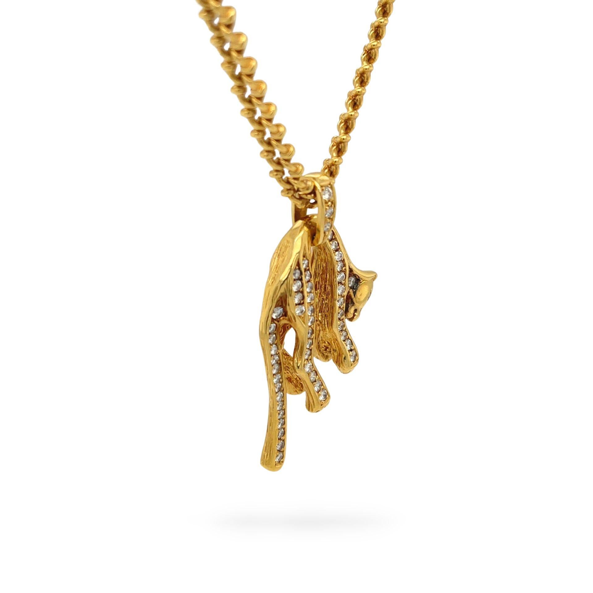 Diamond Panther Necklace 1.60 Carats 18k Yellow Gold For Sale at ...