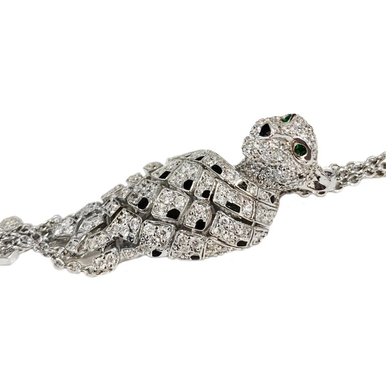Diamond Panther Necklace in White Gold For Sale at 1stDibs