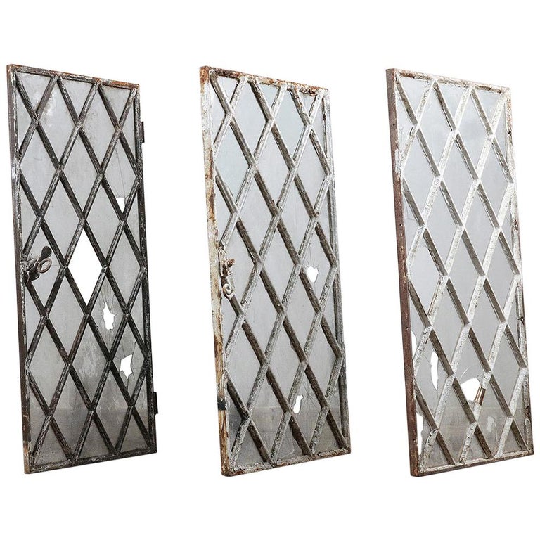 Diamond Patterned Georgian Iron Window Panels, 20th Century For Sale at ...