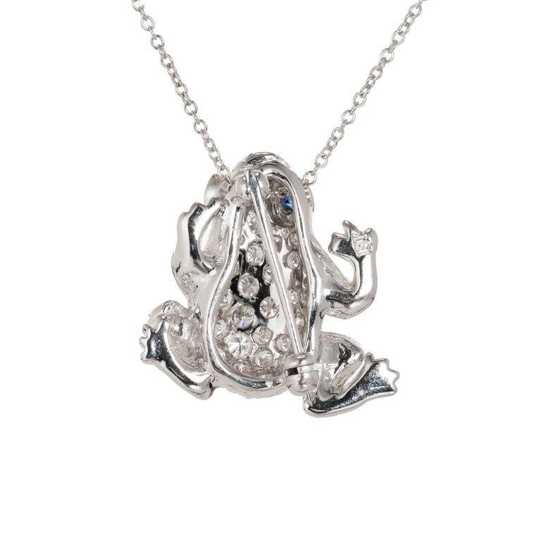 Diamond Pavé Sapphire Frog Gold Pin Pendant Necklace at 1stDibs ...