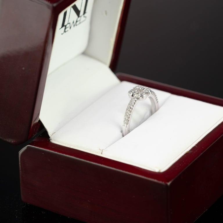 Diamond Pave 18 Karat White Gold Engagement Handmade Four Corners ...