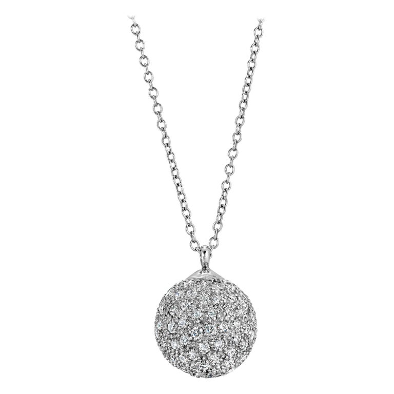 Diamond Pave Ball Pendant 3.60 Carat Set in Platinum at 1stDibs