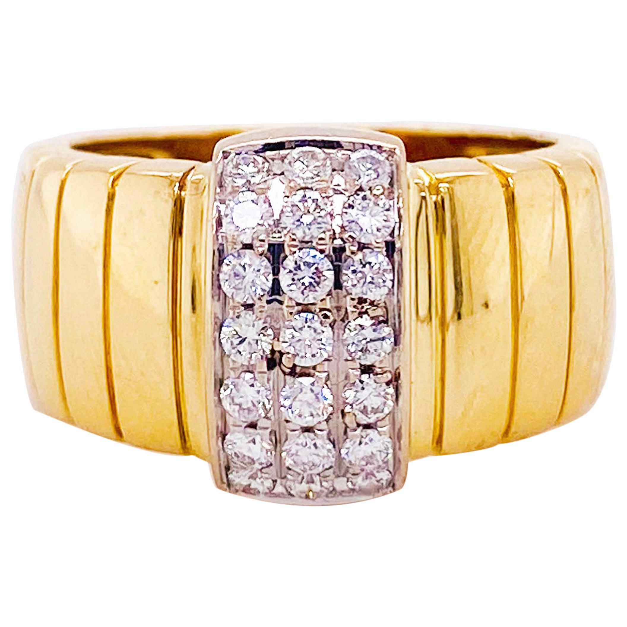 H. Stern Wide Yellow Gold Diamond Pave Band Ring at 1stdibs