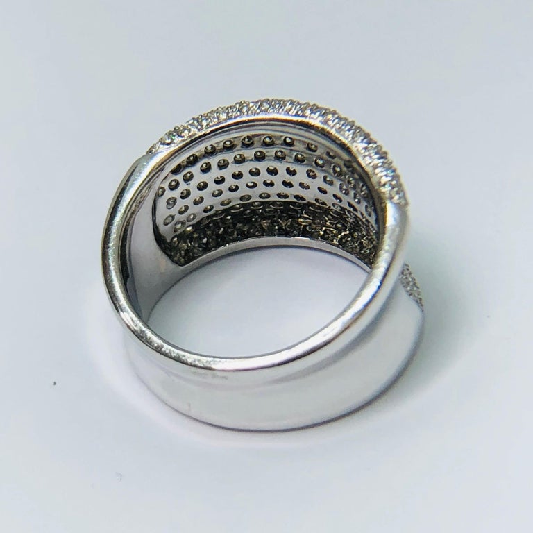 Diamond Pavé Bombe Concave Cocktail Ring, 18 Carat White Gold For Sale ...