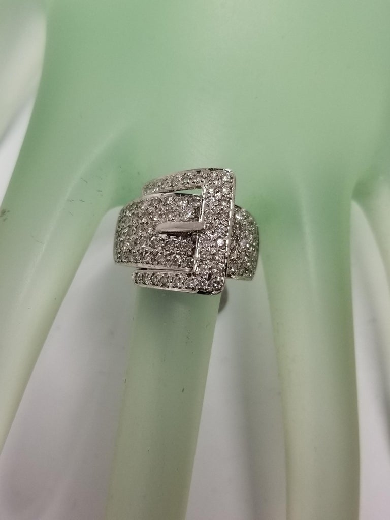 Diamond Pave' "Buckle" Ring in 14 Karat at 1stDibs