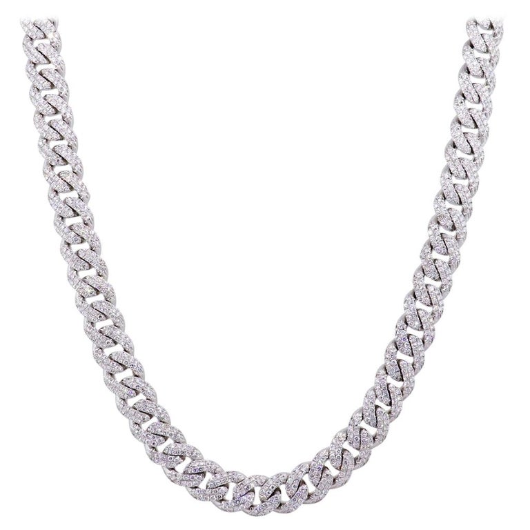 Diamond Pave Cuban Link Necklace For Sale at 1stDibs