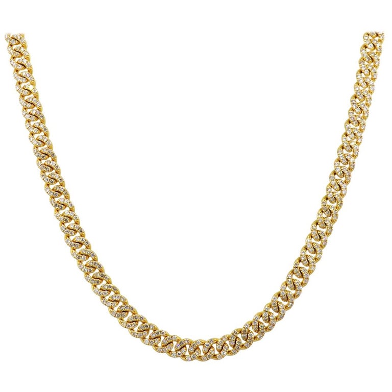 Diamond Pave Cuban Link Necklace For Sale at 1stDibs | pave cuban link ...