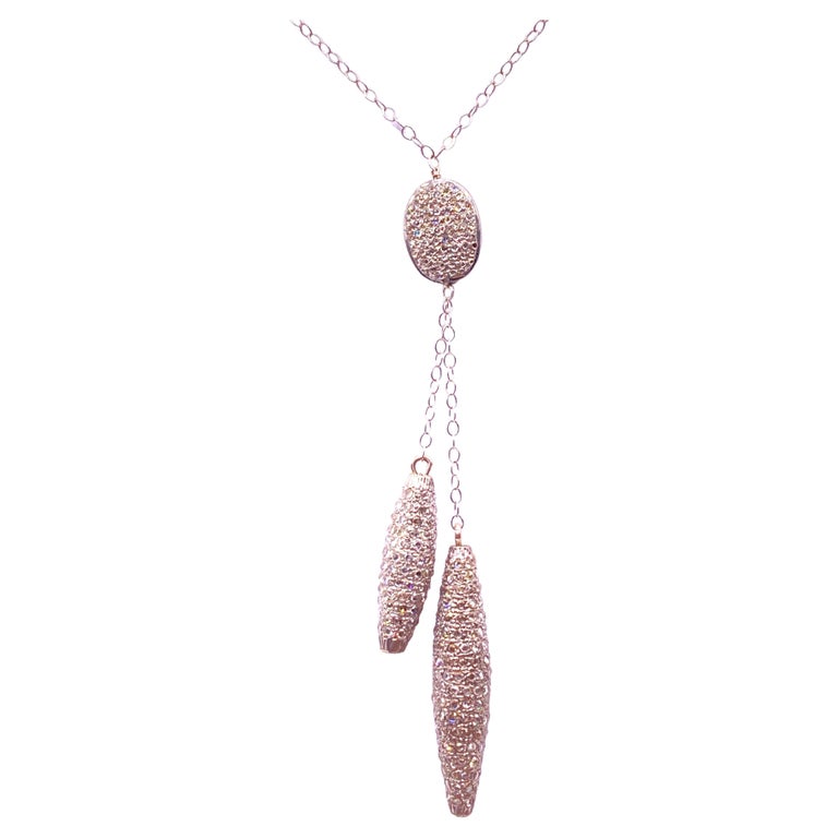 Diamond Pave Double Pendant Necklace For Sale at 1stDibs
