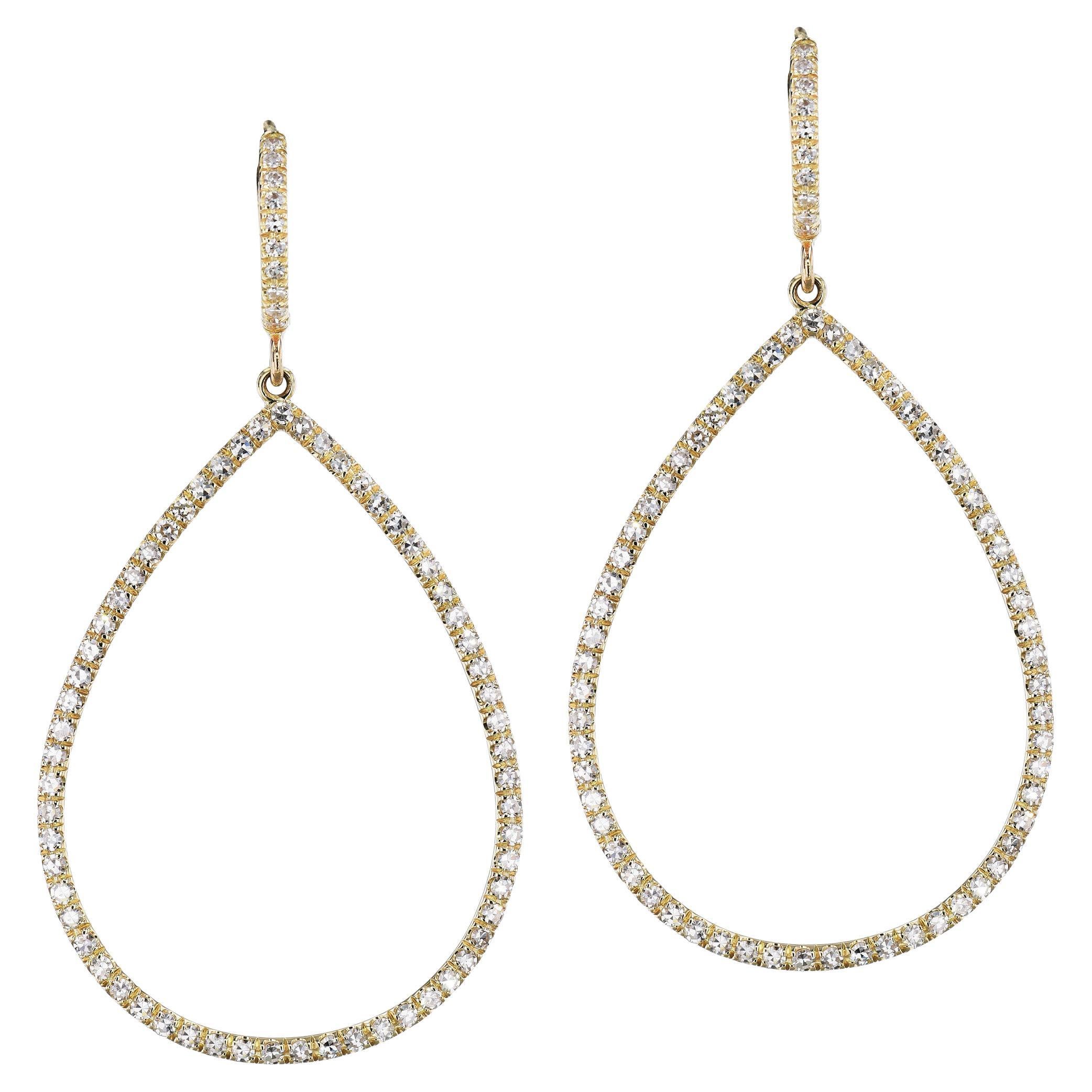 Pave Diamond Drop Earrings For Sale at 1stDibs | pave diamond dangle ...