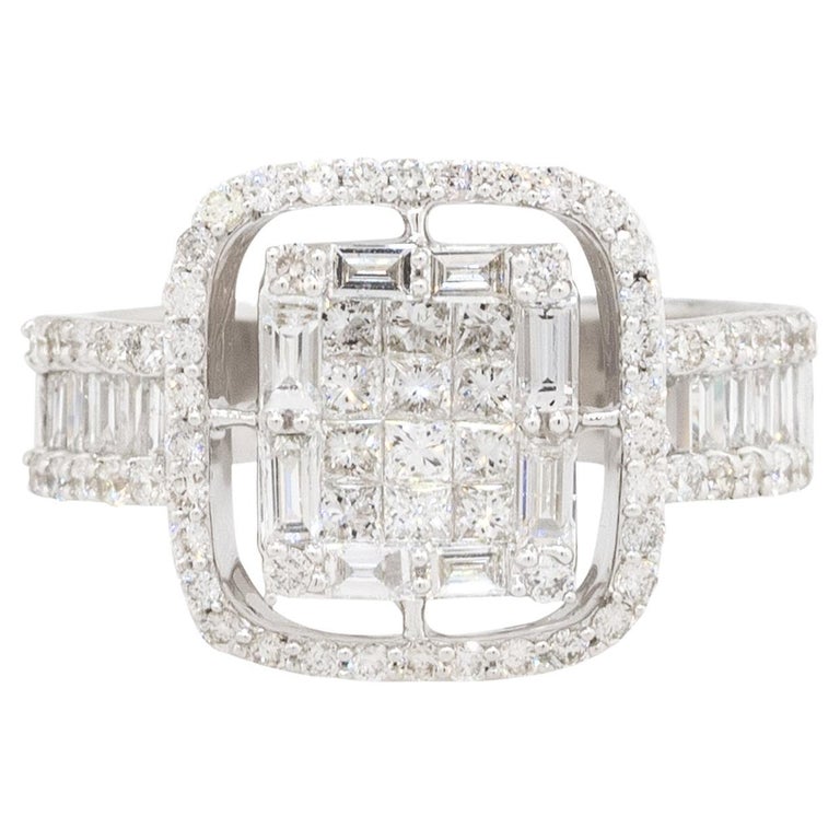 Diamond Pave Floating Platform Ring 14 Karat in Stock For Sale at 1stDibs