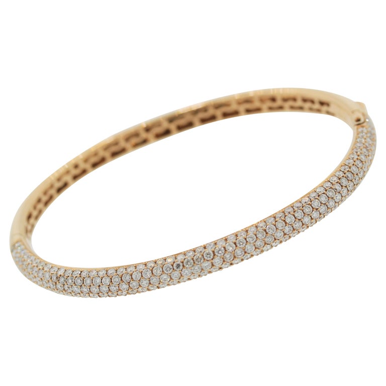 Diamond Pave Gold Bangle Bracelet For Sale at 1stDibs