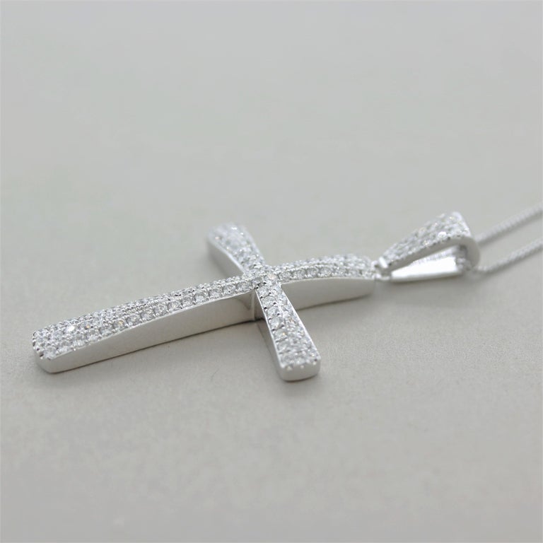 Diamond Pave Gold Cross Pendant For Sale at 1stDibs