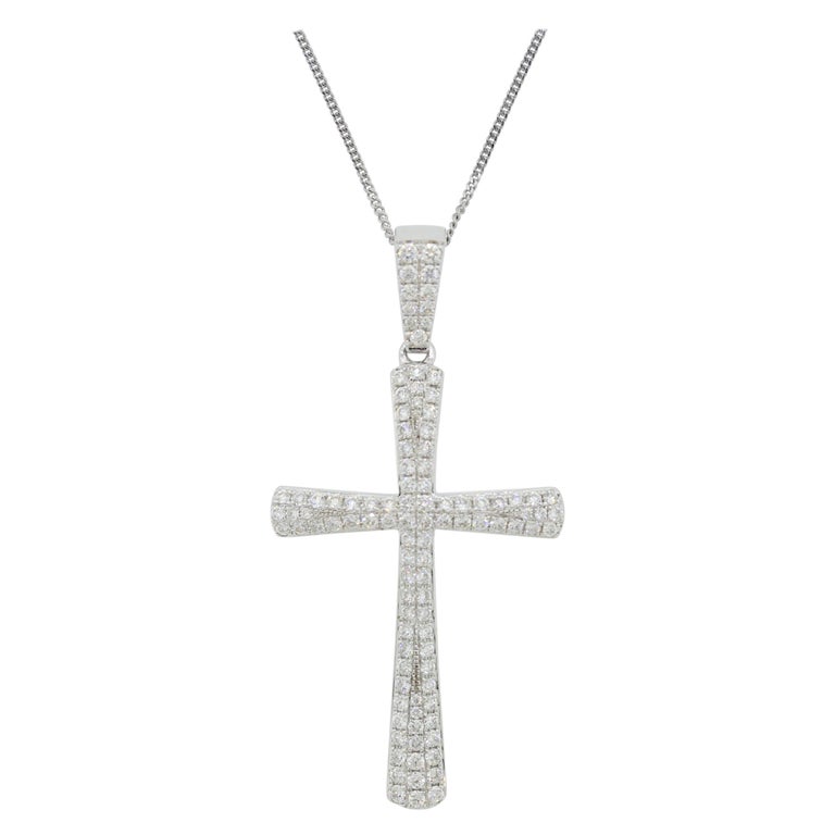 Diamond Pave Gold Cross Pendant For Sale at 1stDibs