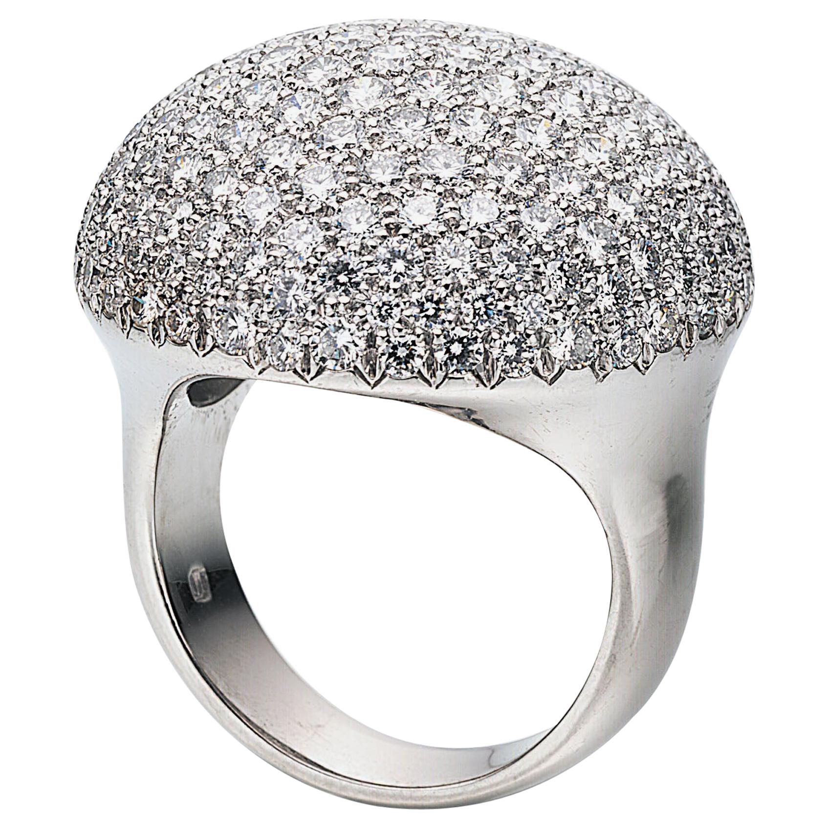 Diamond Pavé Gold Dome Ring For Sale at 1stDibs