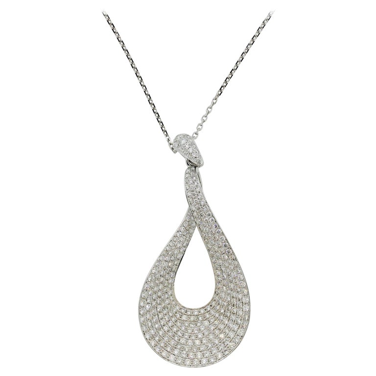 Diamond-Pave Gold Drop Pendant For Sale at 1stDibs