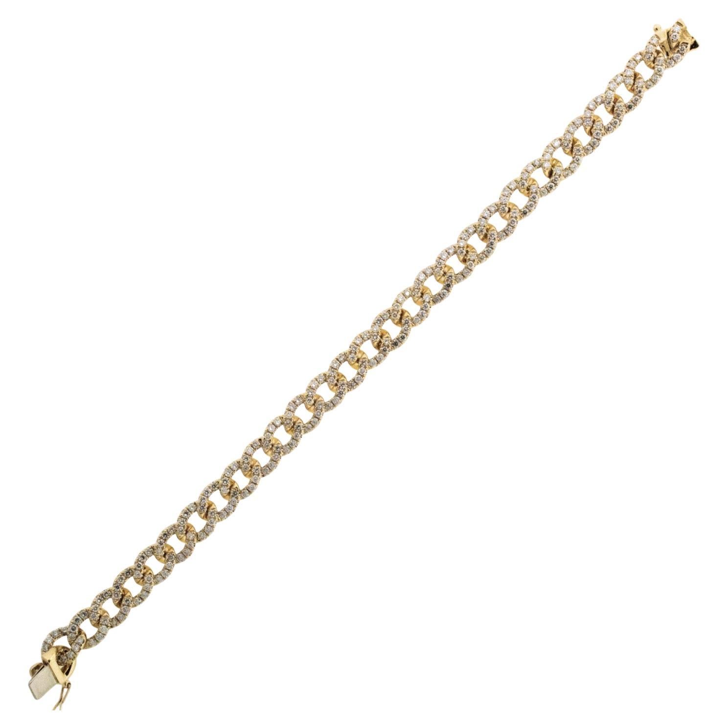 Diamond Pave Gold Chain Link Bracelet For Sale at 1stDibs | pave ...