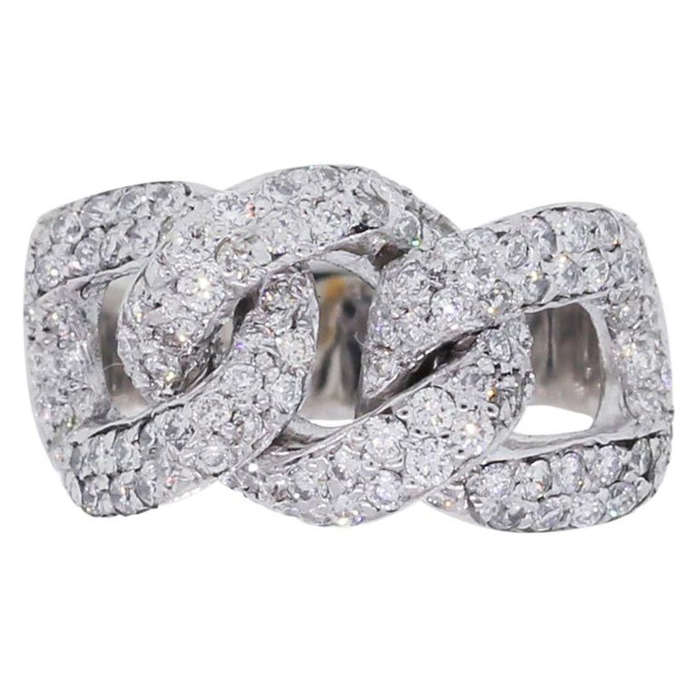 Diamond Pave Link Ring For Sale at 1stDibs