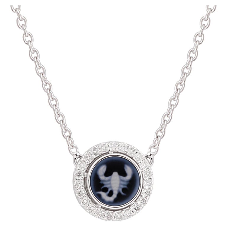 Diamond Pave Scorpion Zodiac Astrology Charm Fine Necklace 14 Karat ...