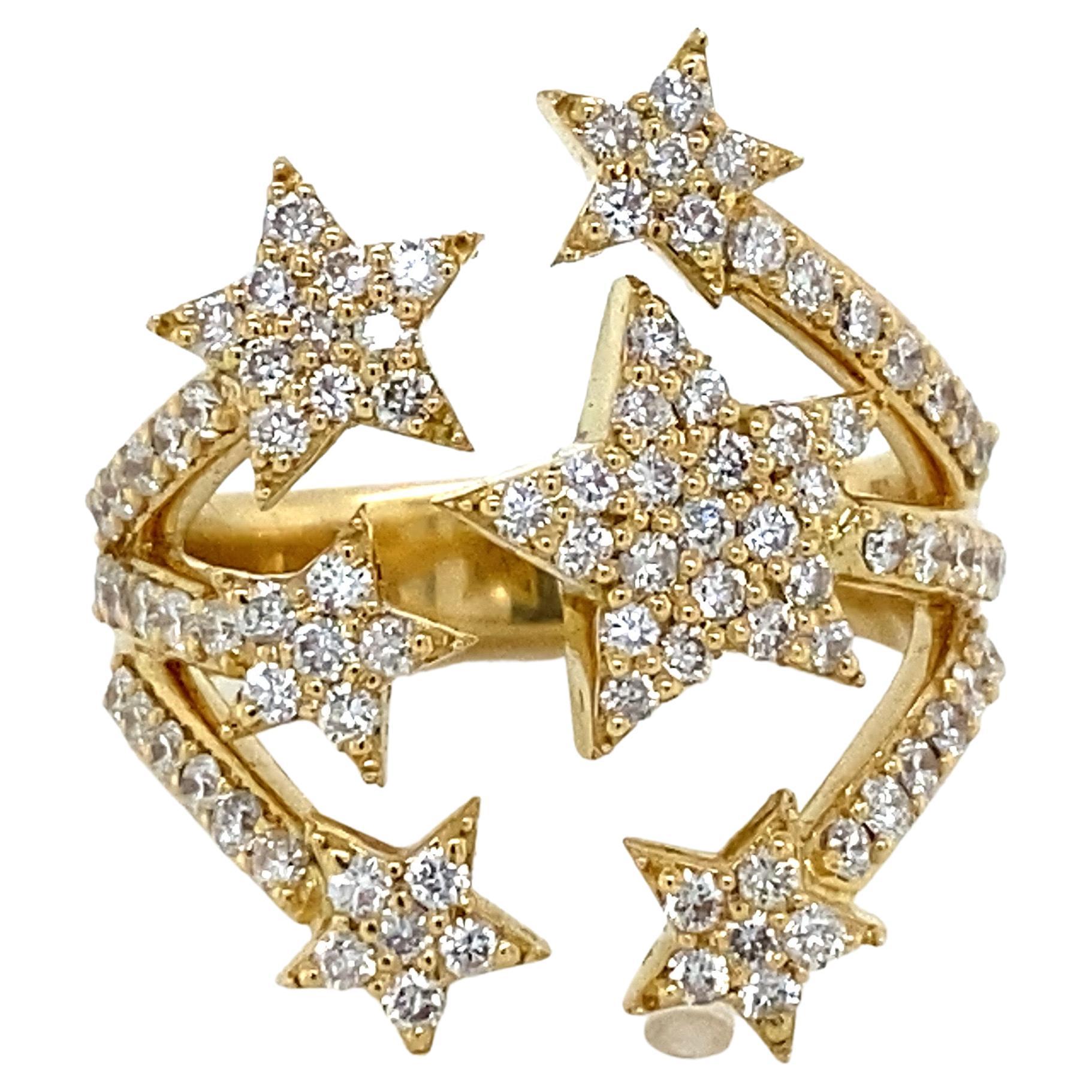 1 TCW Diamond Accent Flower Ring in 18k Yellow Gold Pave Band For Sale ...