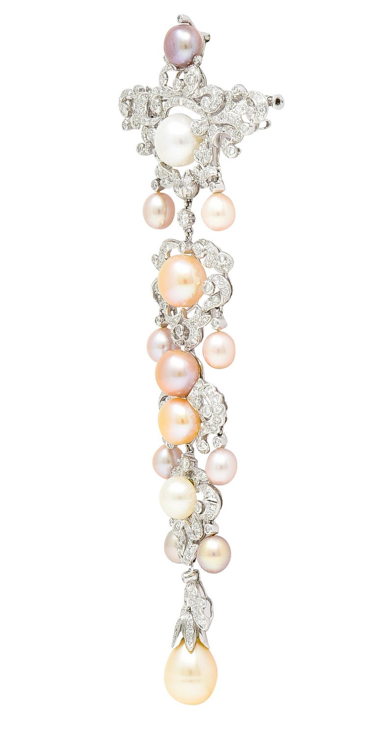 Diamond Pearl 18 Karat Gold Baroque Style Stomacher Enhancer Pendant ...