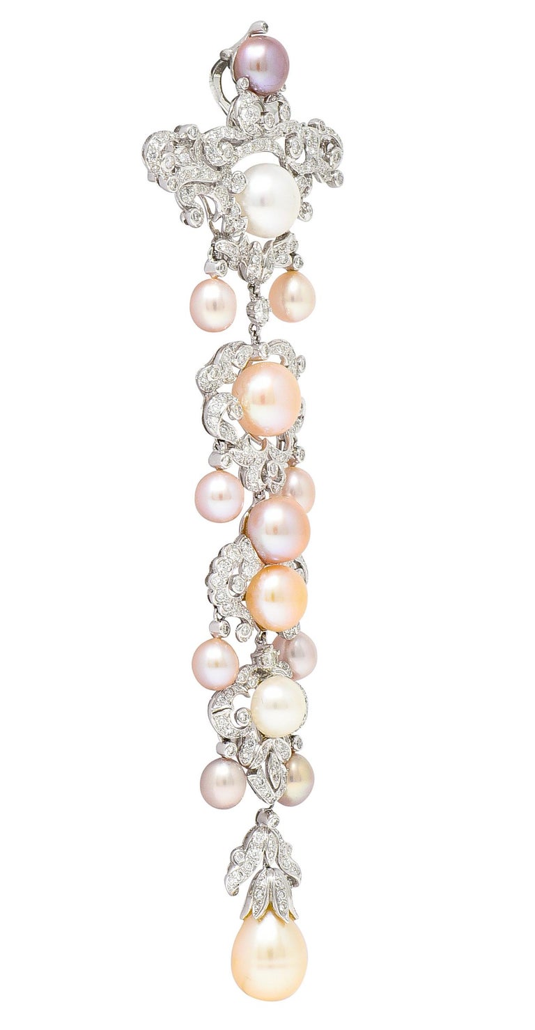 Diamond Pearl 18 Karat Gold Baroque Style Stomacher Enhancer Pendant ...