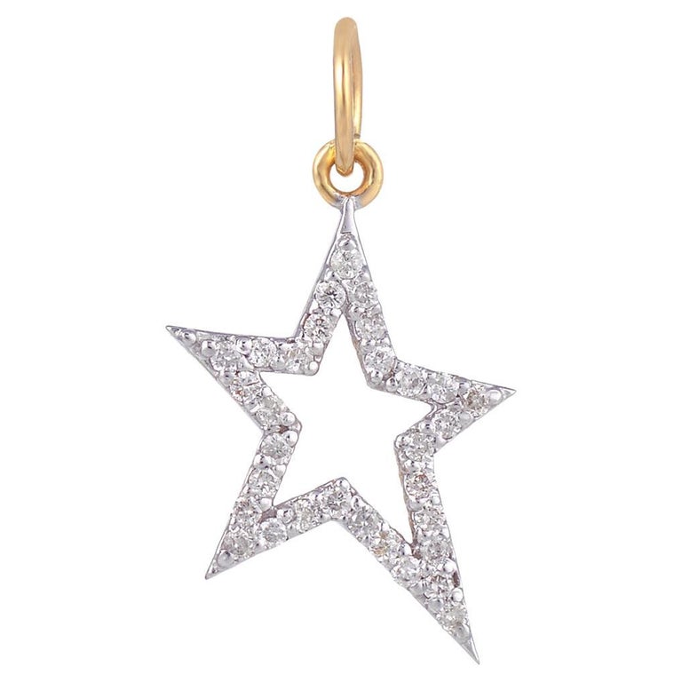 14k gold 0.16cts Diamond star Pendant For Sale at 1stDibs