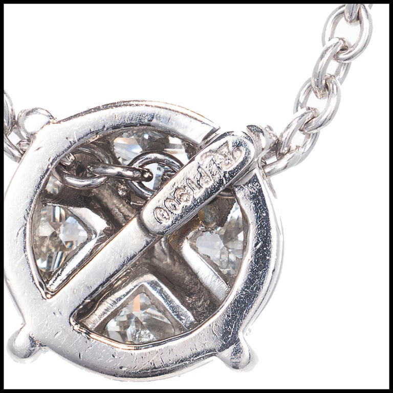 Diamond Pendant Platinum Curved Trilliant Diamonds For Sale at 1stDibs