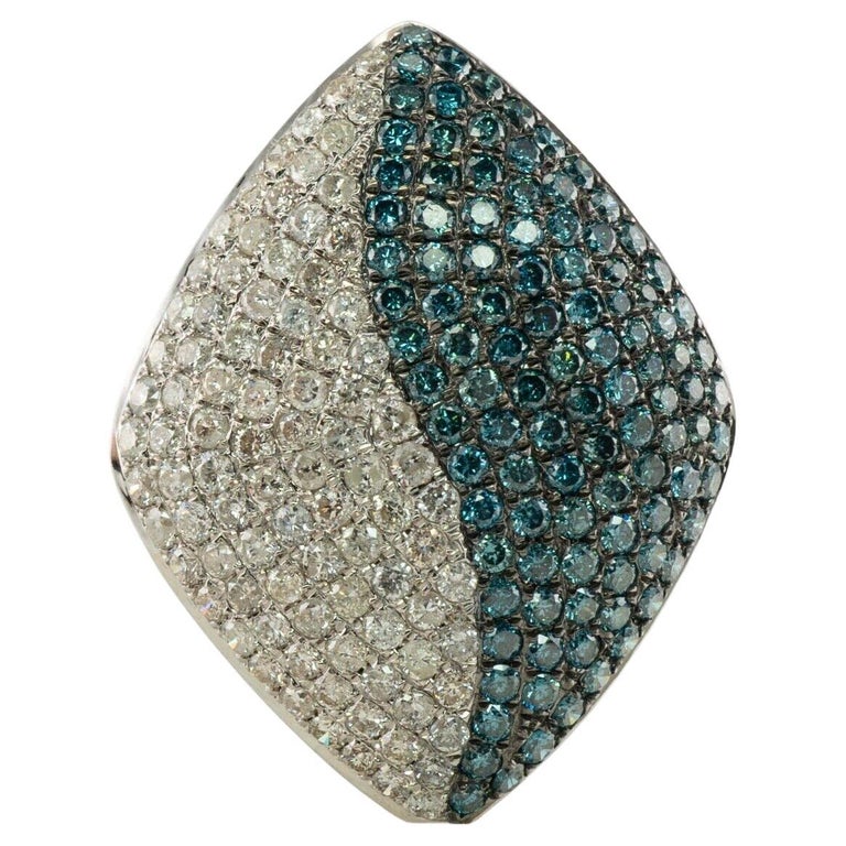 Diamond Pendant Slide 14K White Gold 2.45 TDW Blue and White Diamonds ...