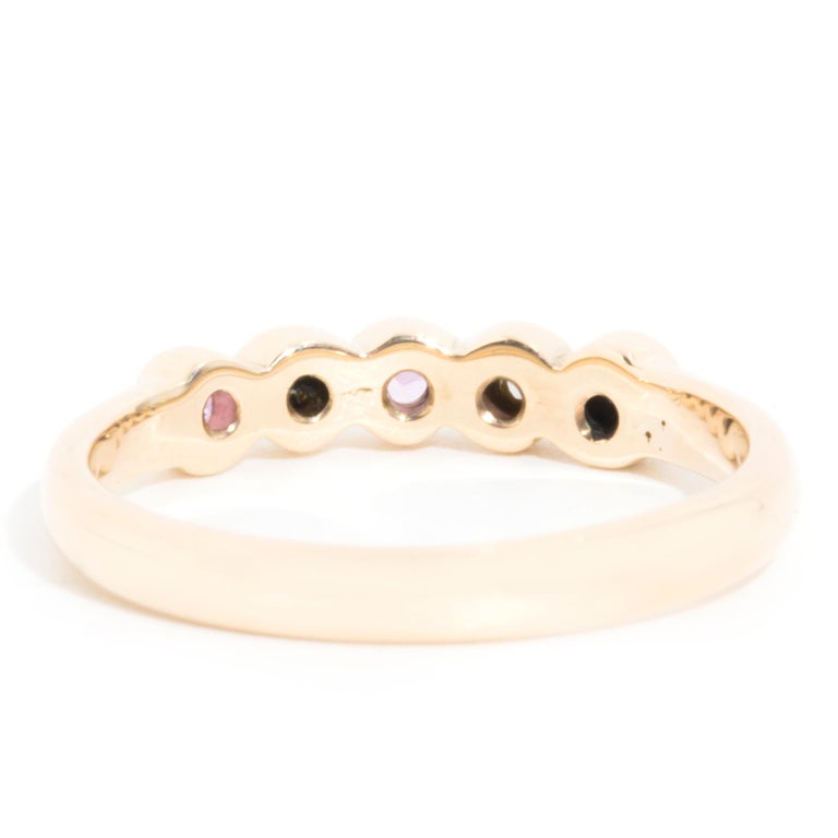 Diamond Pink Sapphire Vintage Rub Over Eternity Band Ring 9 Carat ...