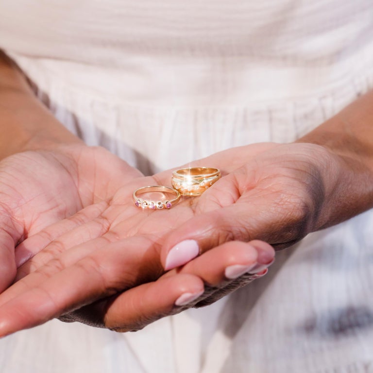 Diamond Pink Sapphire Vintage Rub Over Eternity Band Ring 9 Carat ...